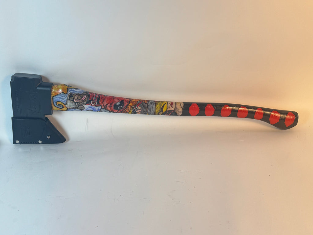 Deadpool vs Wolverine 1 of 1 Hand Painted Axe