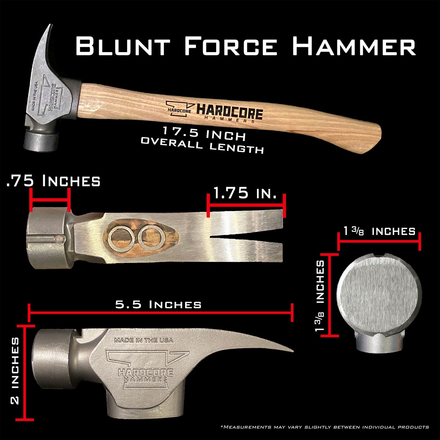 Blunt Force Smooth Face Hammer – Hardcore Hammers